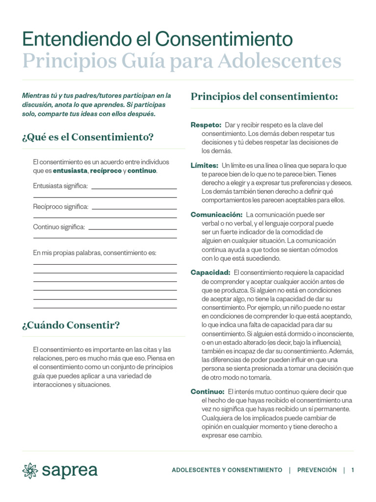 Consentimiento Adolescente: Guía Práctica | PDF | Comunicación ...