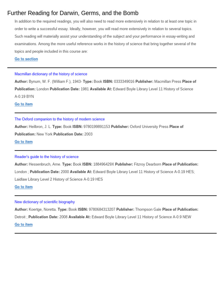 Reading List History of Science | PDF | Books | University Of Oxford