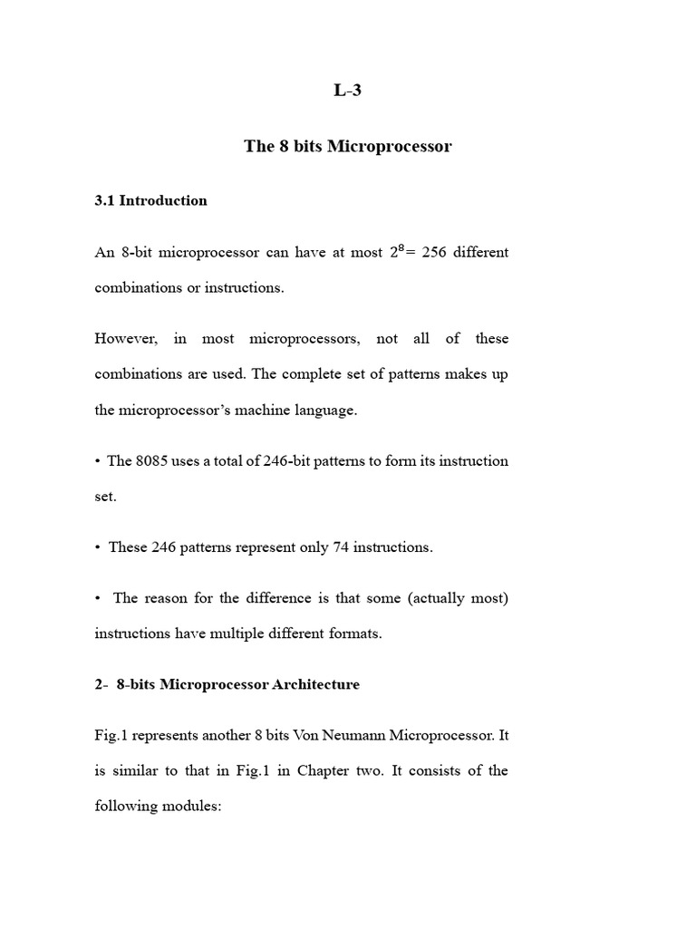 L-3 8 Bits Microprocessor | PDF | Central Processing Unit | Computer Architecture