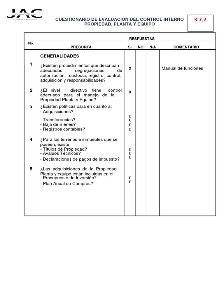 3.7.7 Hasta 3.7.8 Controles PPYEQ | PDF | Contabilidad | Auditoría