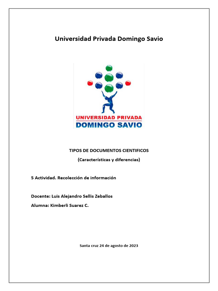 Tipos de Documentos Cientificos - Kimberli Suarez | PDF | Patentar | Estandarización