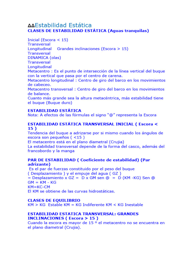 Estabilidad Longitudinal | PDF | Buques