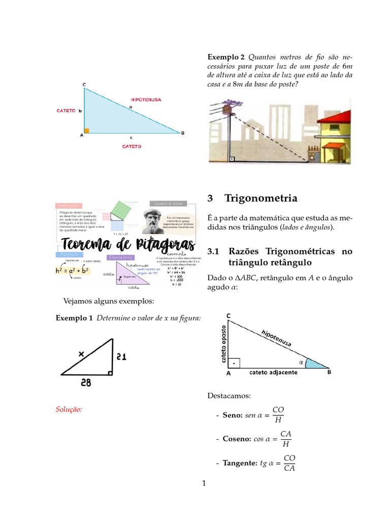 Razões Trigonométricas no Triângulo Retângulo | PDF | Trigonometria ...