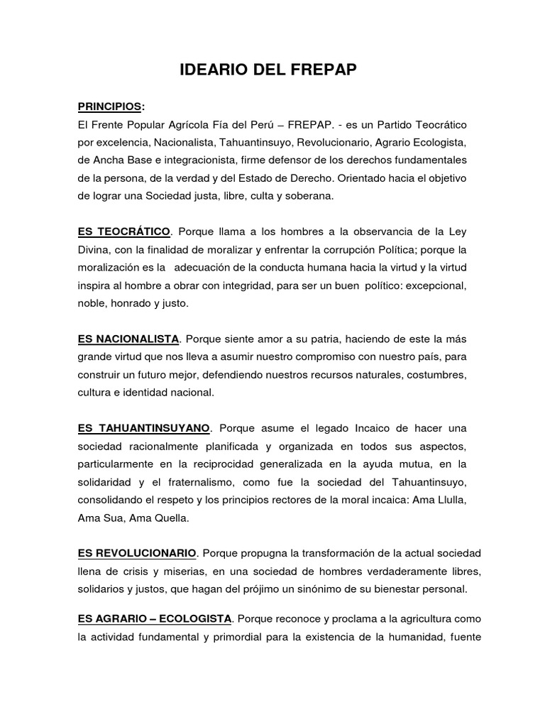 Ideario Del Frepap Pag Frepap 2020 | PDF