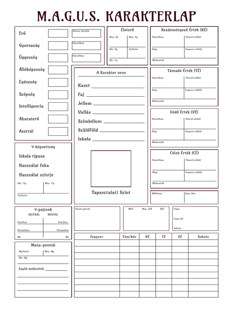 ETK Karakterlap Fehér | PDF