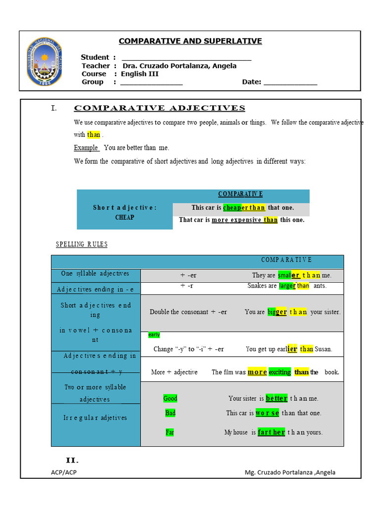 Comparative Adjectives Guide | PDF | Linguistic Morphology | Linguistics