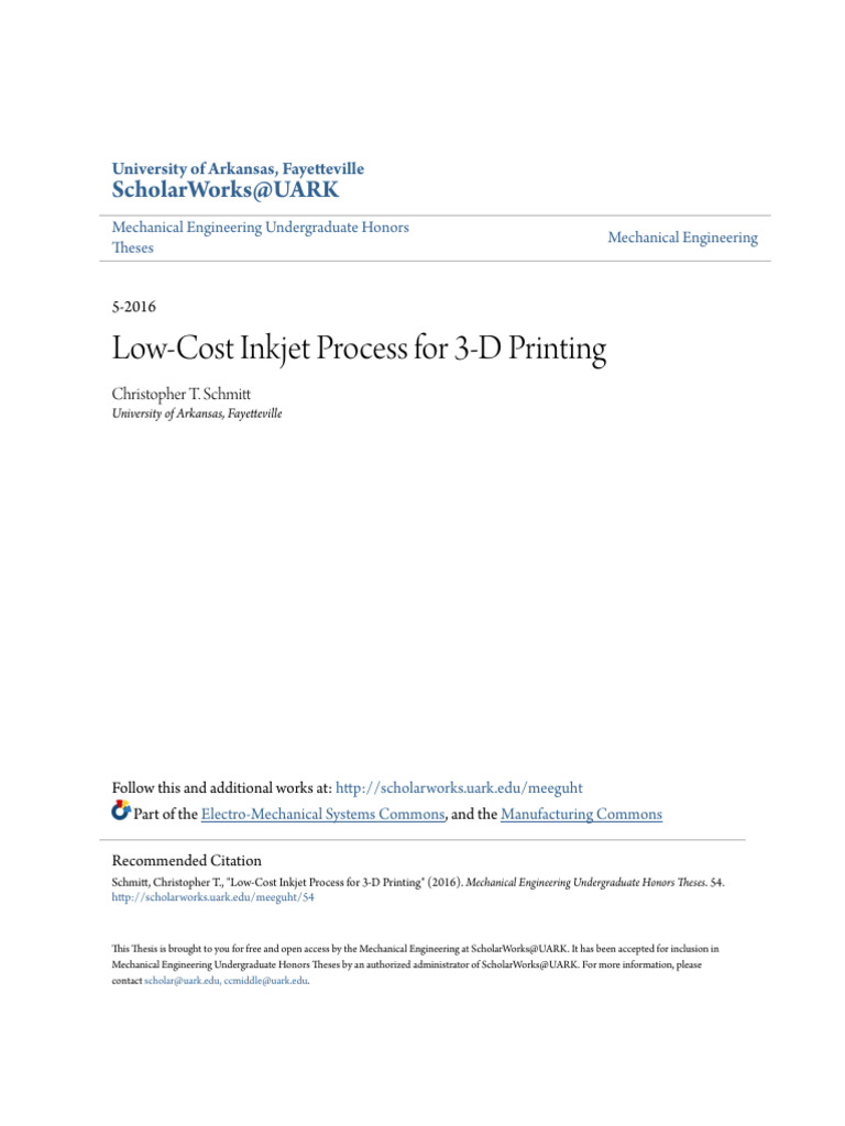Low-Cost Inkjet Process For 3-D Printing | PDF | 3 D Printing | Printer (Computing)