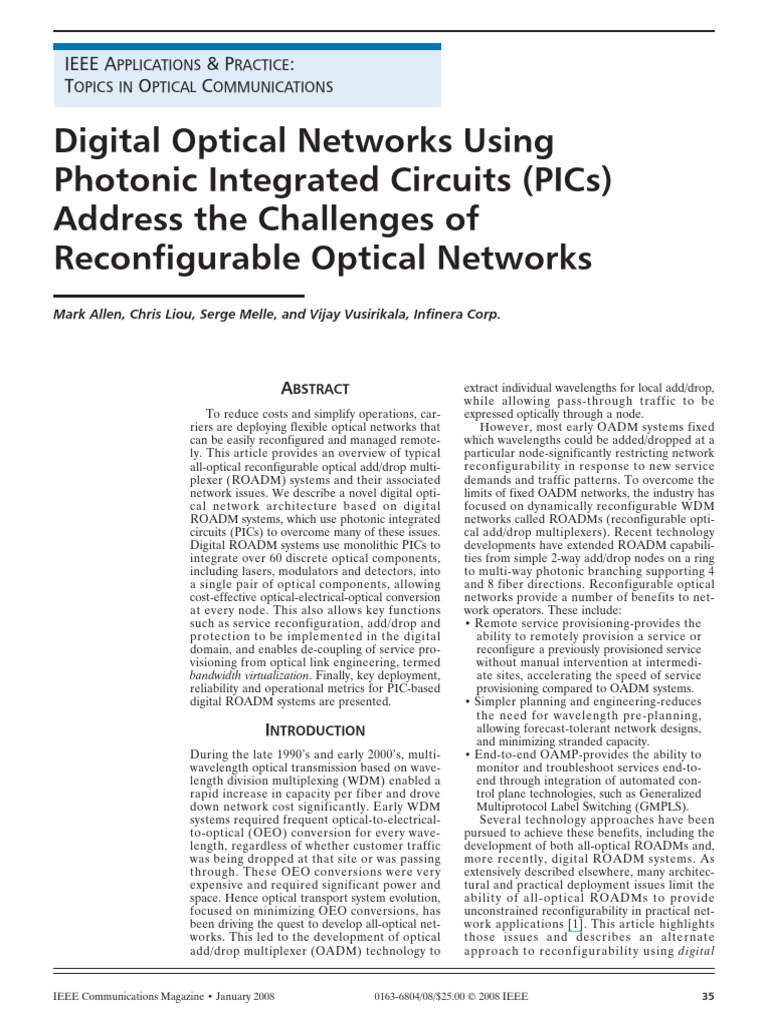 Digital Optical Networks Using Photonic | PDF | Wavelength Division Multiplexing | Computer Network