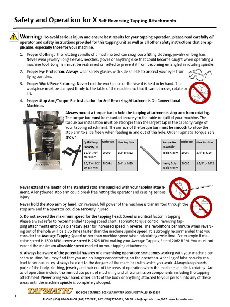Safety Guide for Tapping Attachments | PDF | Steel | Alloy
