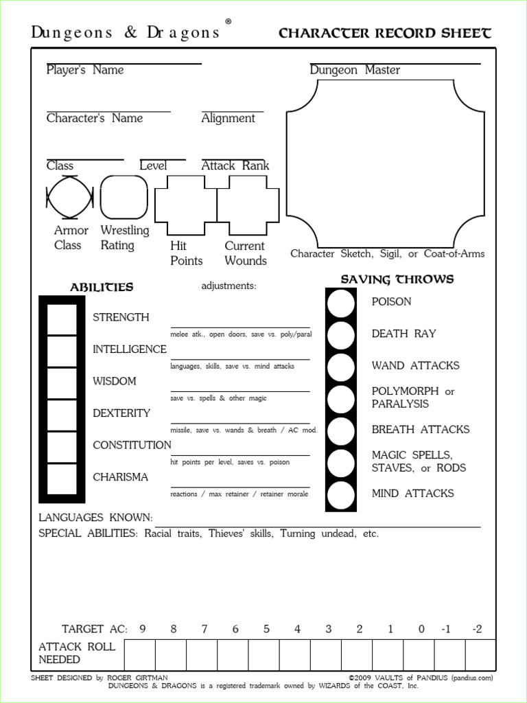 Basic Character Sheet Custom Classic | PDF | Role Playing Games | Dungeons & Dragons
