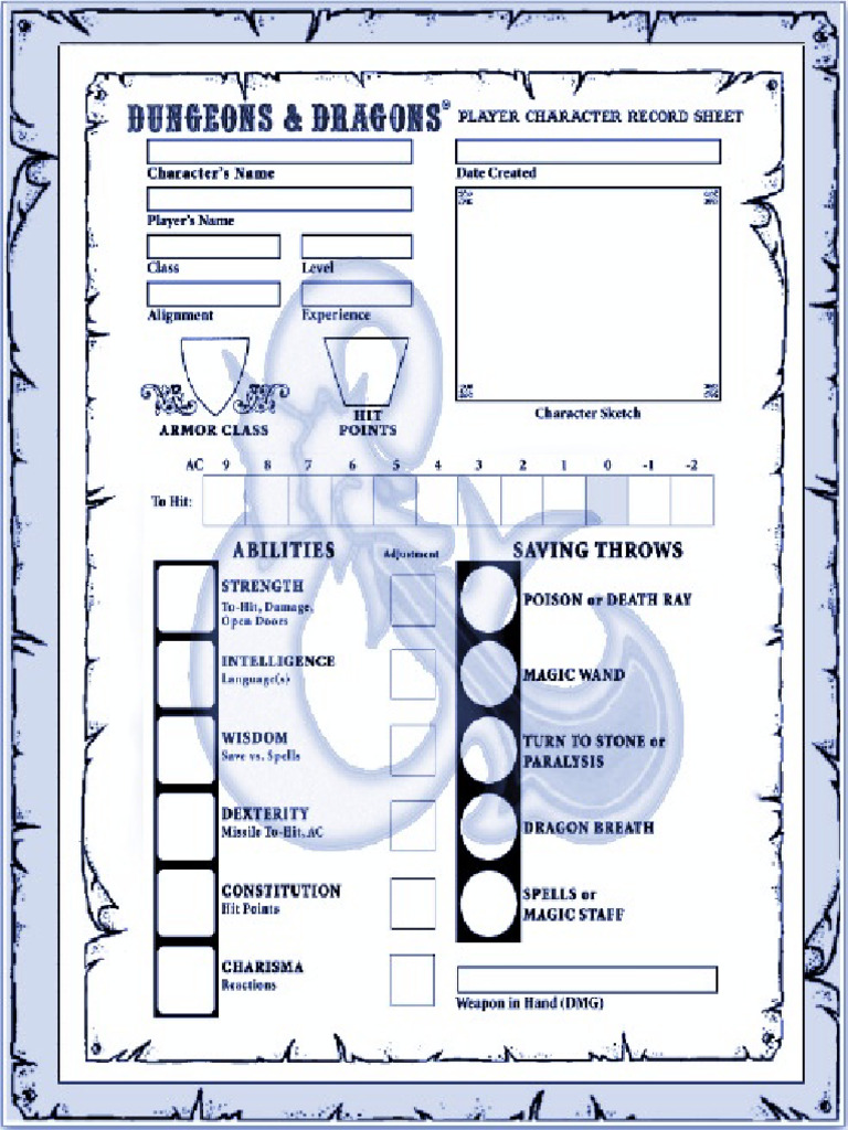 Basic Character Sheet Blue | PDF