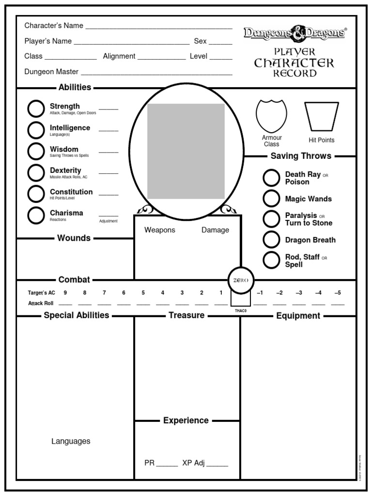 Basic Character Sheet Fillable-BECMI | PDF | Fantasy Games | Role Playing