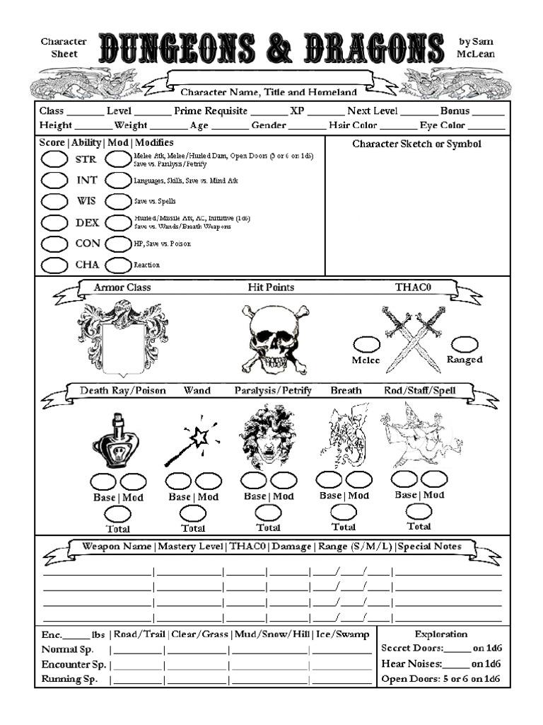 Basic D&D Character Folio Complete | PDF