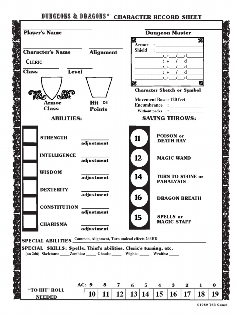 Basic DD Character Sheets Filled and Blank | Download Free PDF ...