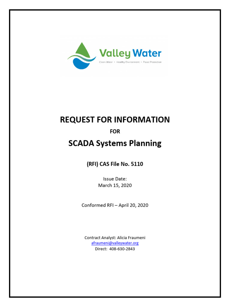 SCADA RFI For SCADA Implementation Project | PDF | Water | Request For Information