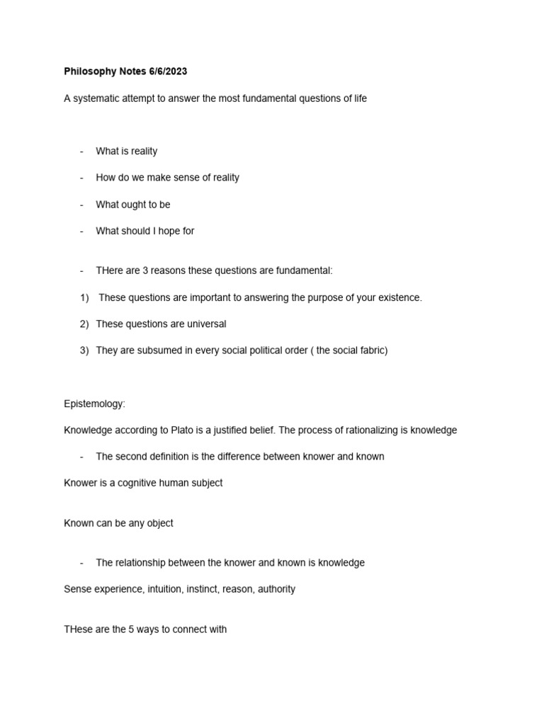 Philosophy Notes | PDF | Reason | Inductive Reasoning