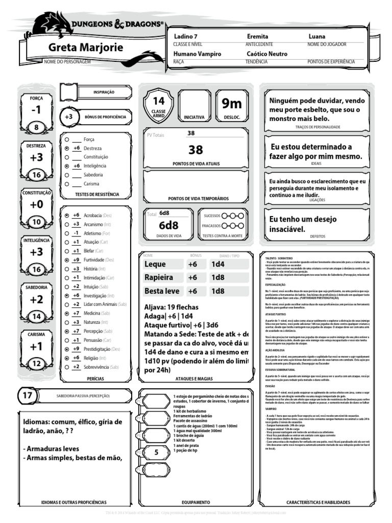 Ficha Da Greta | PDF