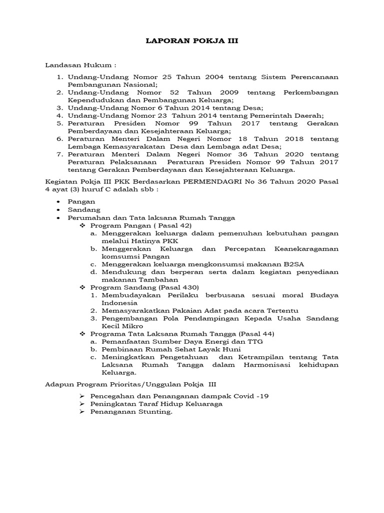 Laporan Pokja Iii | PDF