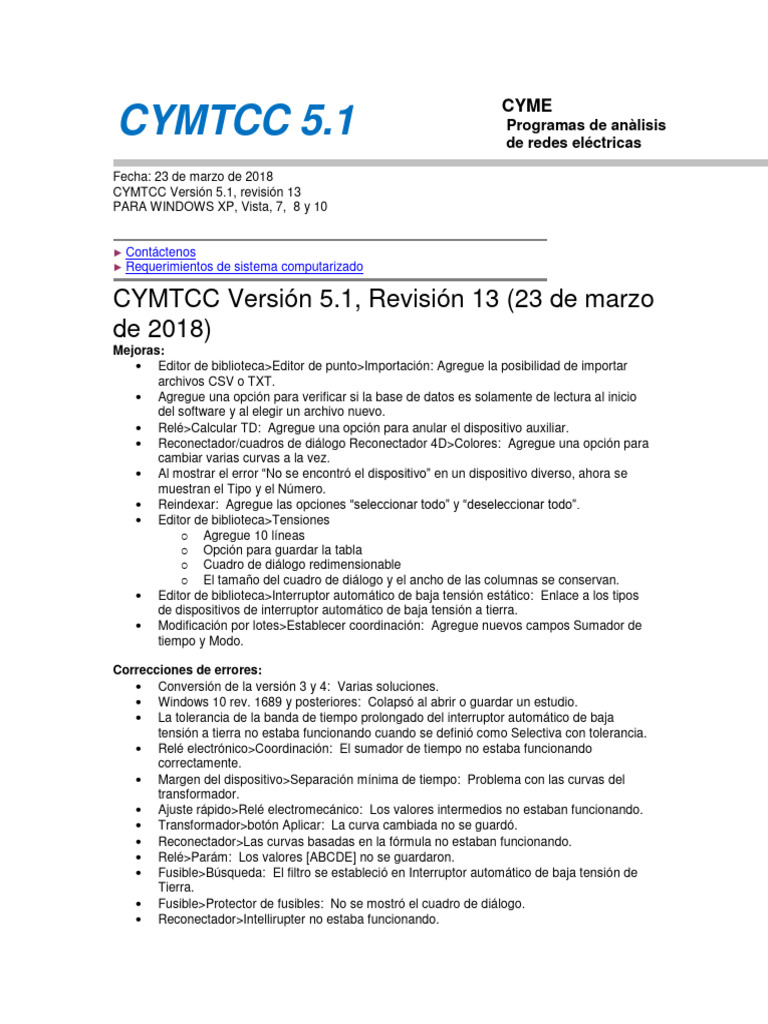CYMTCC 5.1. CYME Programas de Anàlisis de Redes Eléctricas | PDF ...
