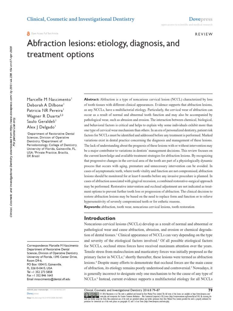 Abfraction Lesions: Diagnosis & Treatment | PDF | Dentistry Branches ...