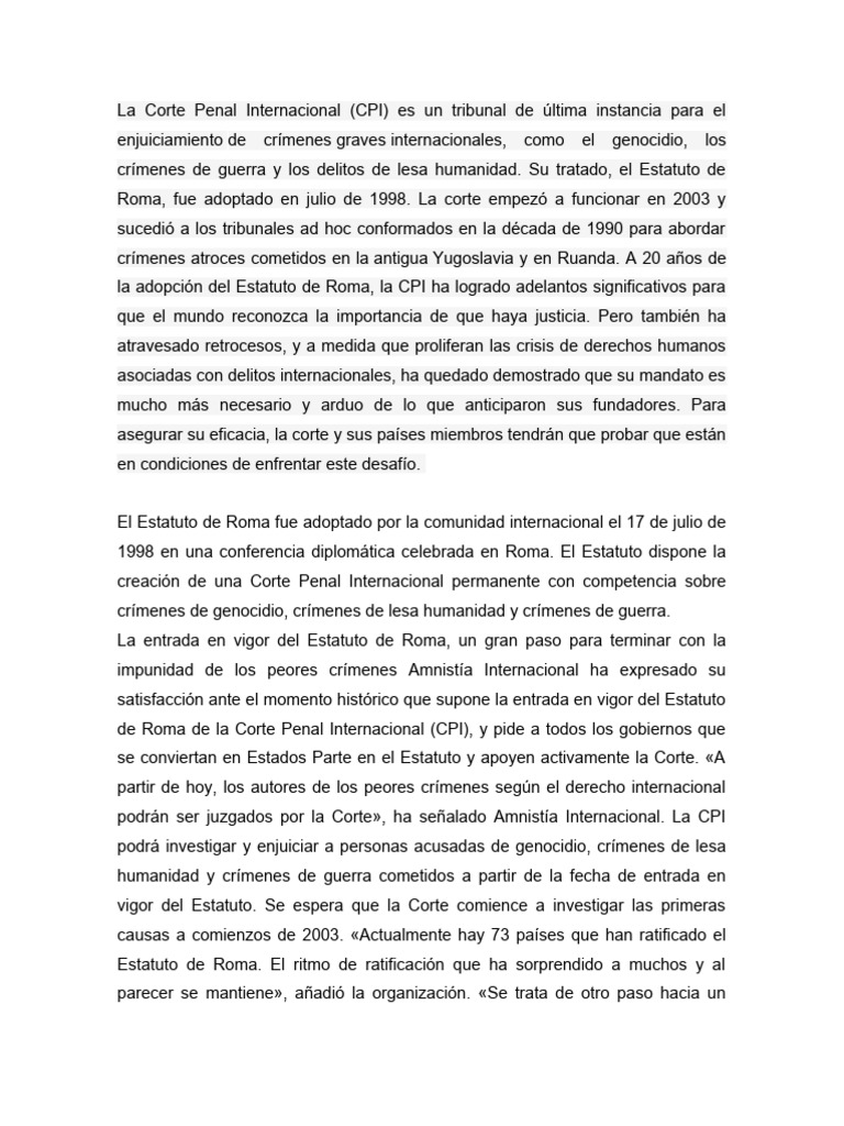 La Corte Penal Internacional | Descargar gratis PDF | Corte Criminal ...