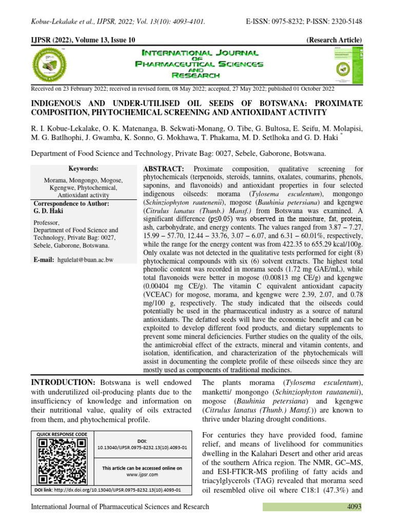 31 Vol 13 Issue 10 October 2022 IJPSR RA 17136 | PDF | Foods