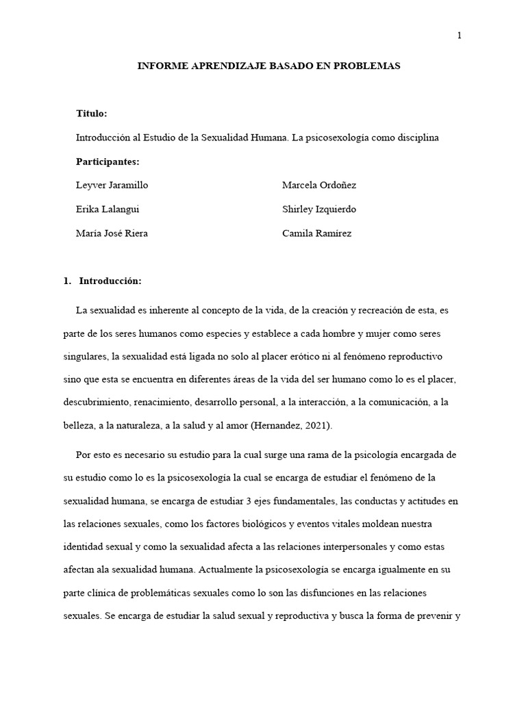 Informe Aprendizaje Basado en Problemas Fin | PDF | La sexualidad humana | Estudios de género
