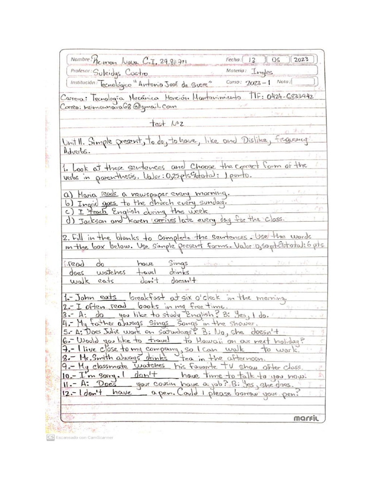 Test Nro 2 Reimon Nava | PDF