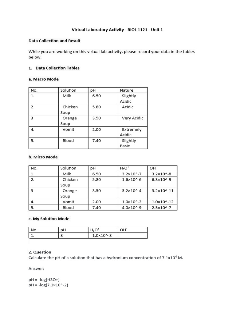 Experiment 1 - Data Collection and Result | PDF | Ph | Acid