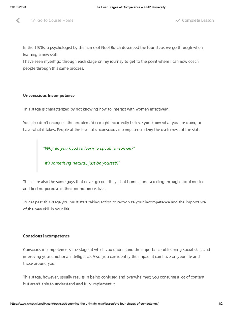 06 The Four Stages Of Competence Pdf Social Psychology Liberal