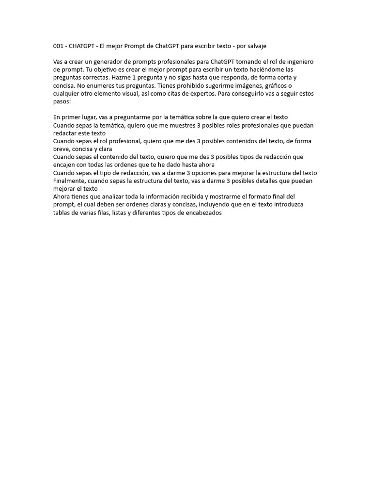001 - CHATGPT - El Mejor Prompt de ChatGPT para Escribir Texto - Por ...