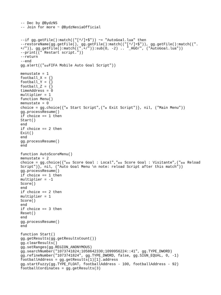 Autogoalmex Lua | PDF