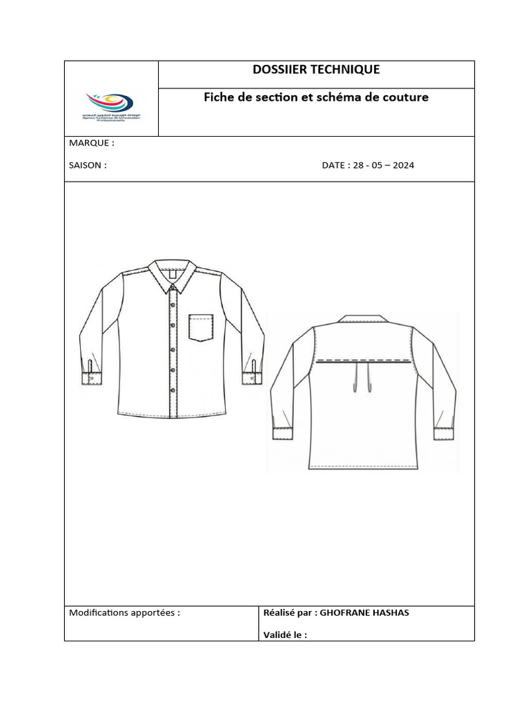 Dossier Technique Chemise Homme | PDF