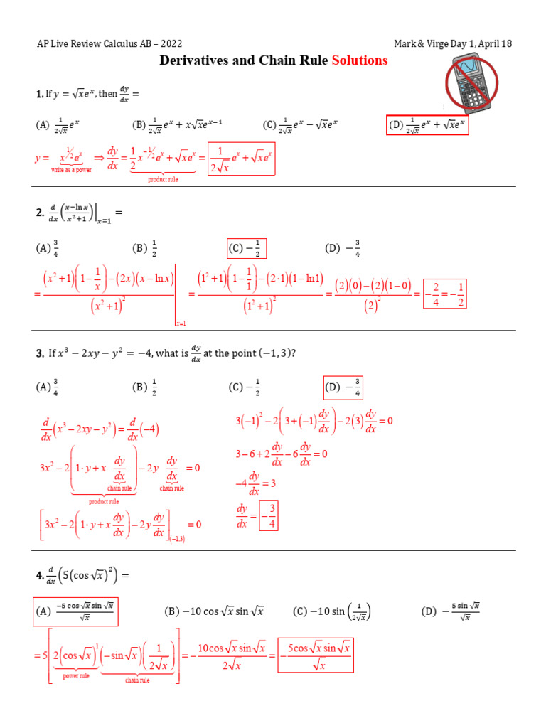 Day 1 - Key April 18 Derivatives | PDF | Slope | Function (Mathematics)
