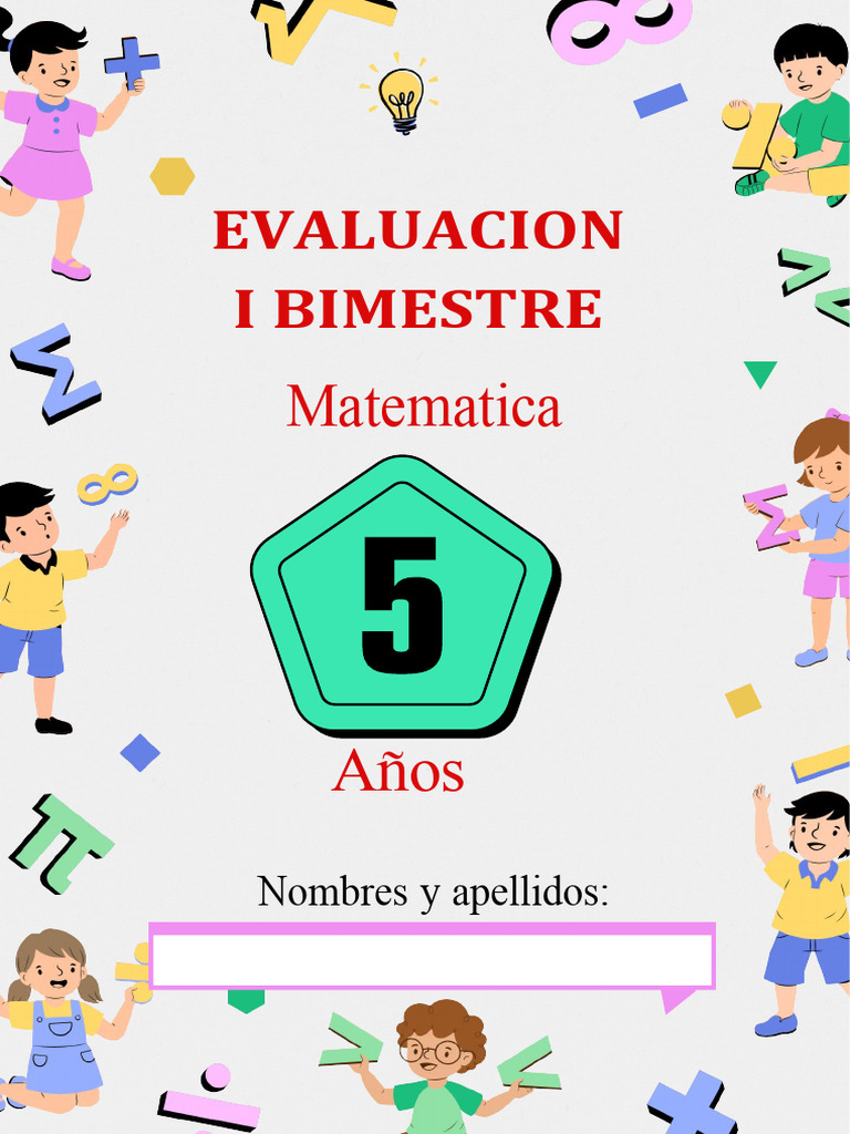 Documento A4 Portada de Matemáticas Ilustrado Infantil Multicolor | PDF