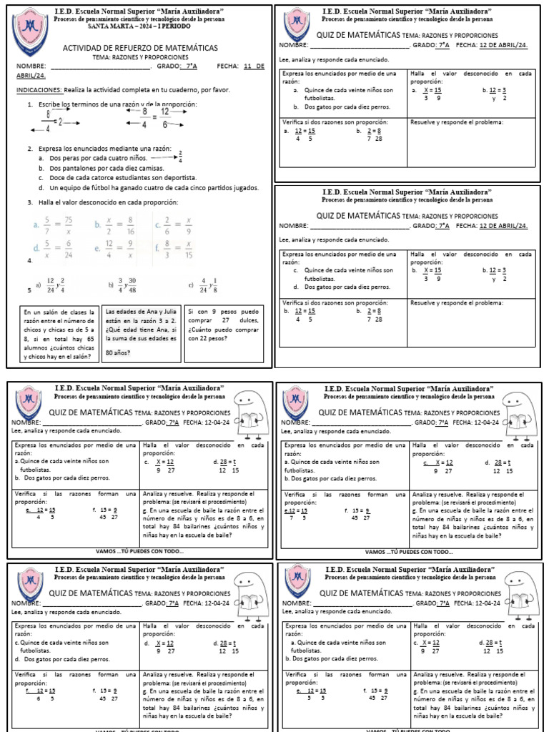 Quiz de Matematicas 7° | PDF