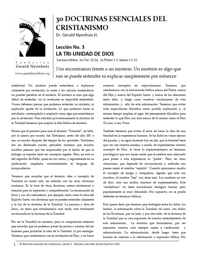 30 Doctrinas Esenciales Del Cristianismo: La Tri Unidad de Dios | PDF | Trinidad | Biblia