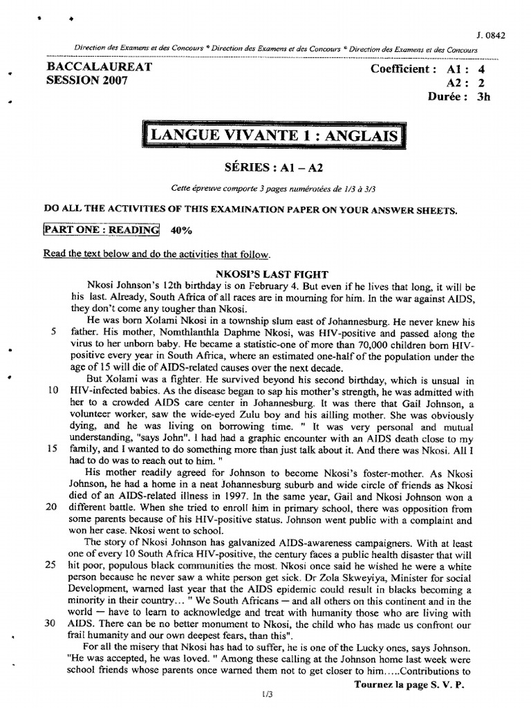 bac-a1-a2-angl-2007(1) | PDF