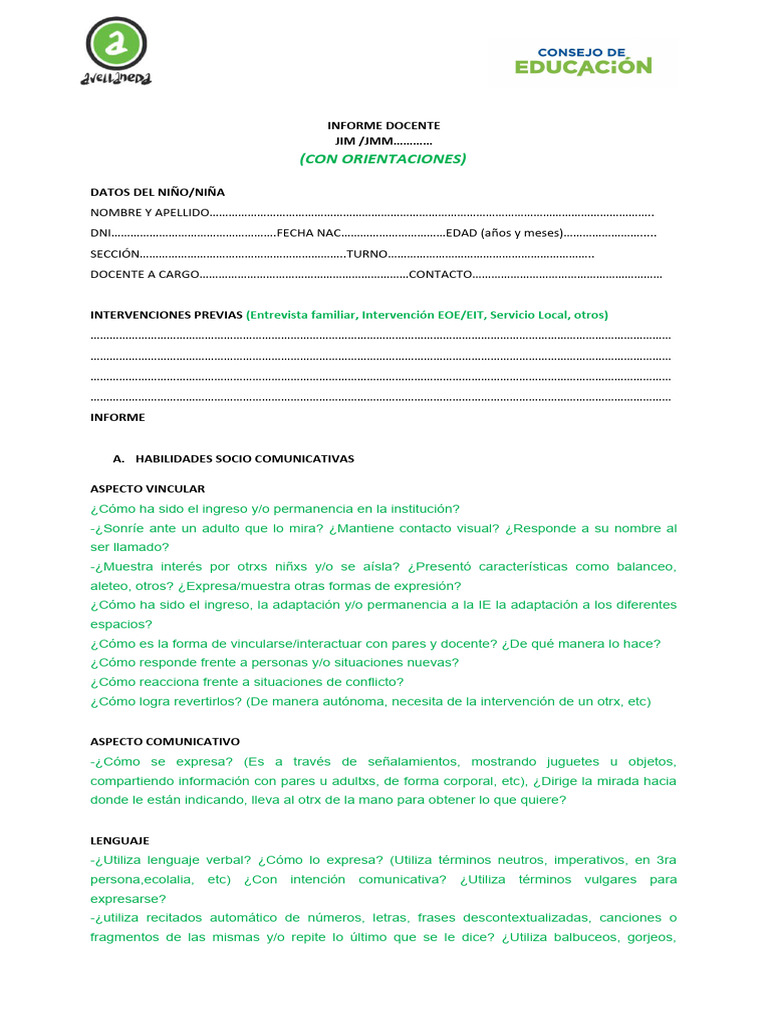 2024 Informe escolar con orientaciones | PDF