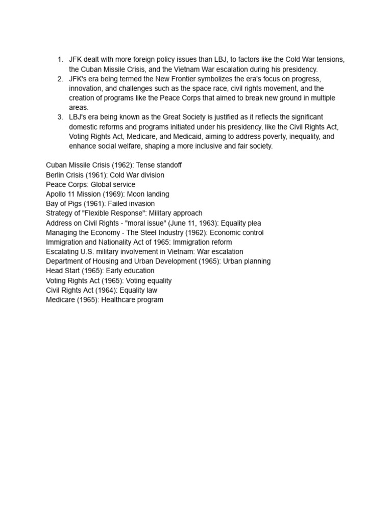 JFK vs. LBJ: Policy and Legacy | PDF | Politics