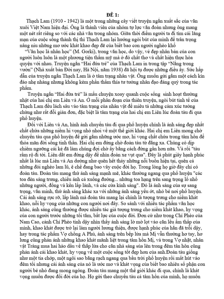 ĐỀ CƯƠNG VĂN CUỐI HKI | PDF