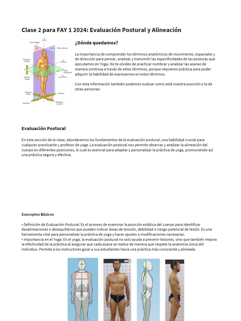 Clase 2 Evaluación Postural y Alineación | PDF | La columna vertebral | Pelvis