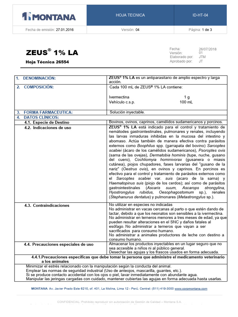 Zeus® 1% La | PDF | Canal de iones | Medicamentos con receta