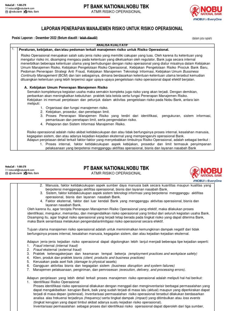 Laporan ATMR Risiko Operasional Des 2022 Publish Website | PDF