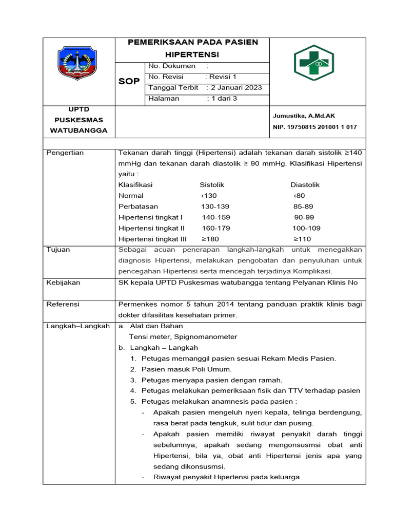 Sop Hipertensi | PDF | Pengembangan Diri | Kesehatan Holistik