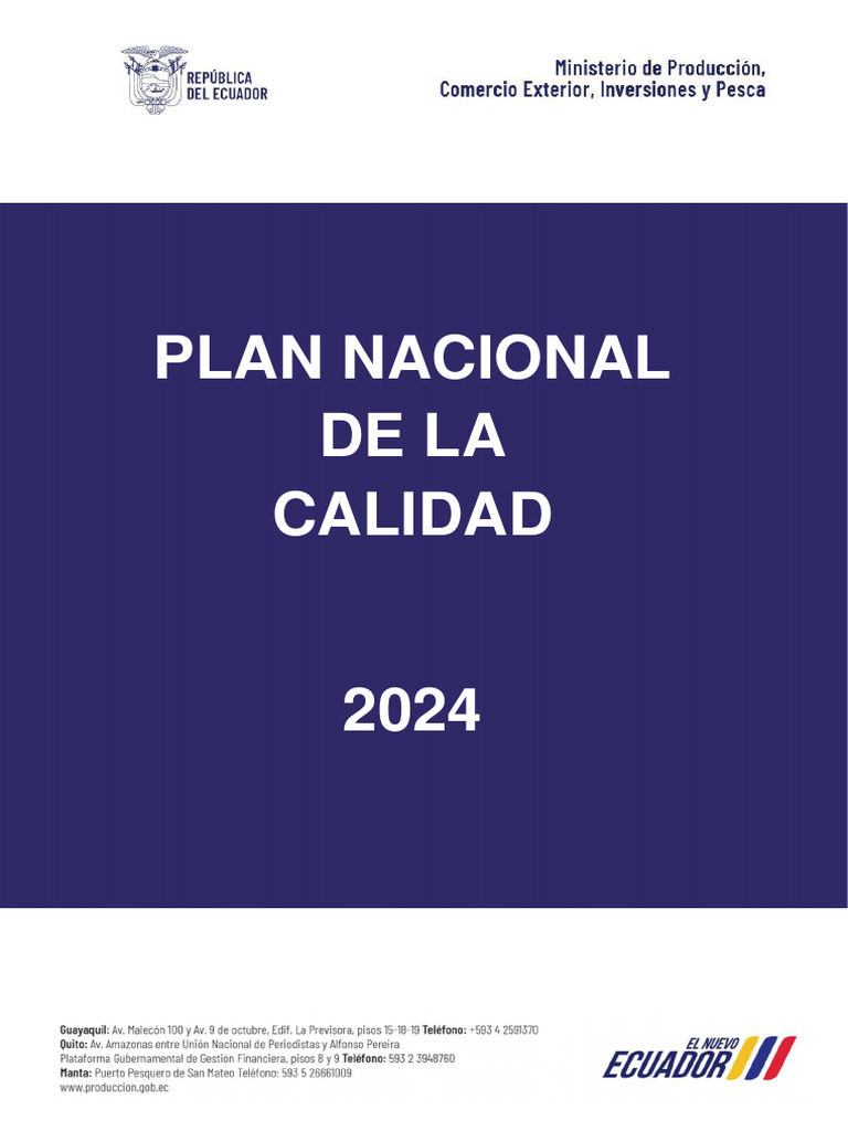 Plan Nacional de La Calidad 2024 2 | PDF | Calidad (comercial) | Protección al Consumidor