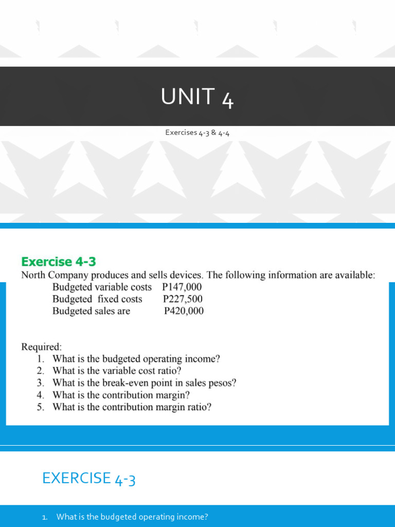 UNIT 4 Exercises 4 3 4 4 | PDF | Pricing | Financial Accounting