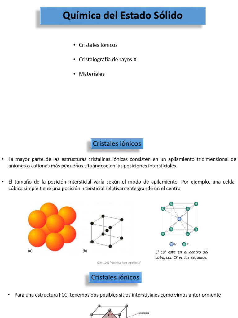 QIM100E - Química Del Estado Solido y Materiales Modernos - Clase 3 ...
