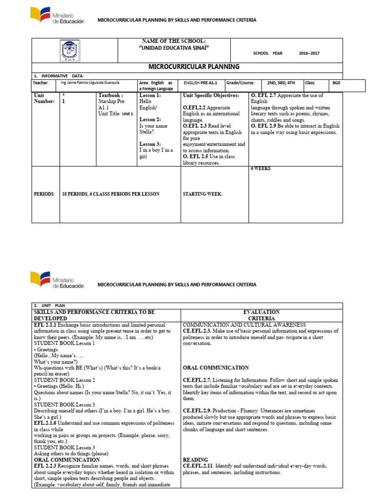 Pud - 2nd, 3rd & 4th Egb English Pre A1.1 | PDF | Vocabulary | English As A Second Or Foreign ...