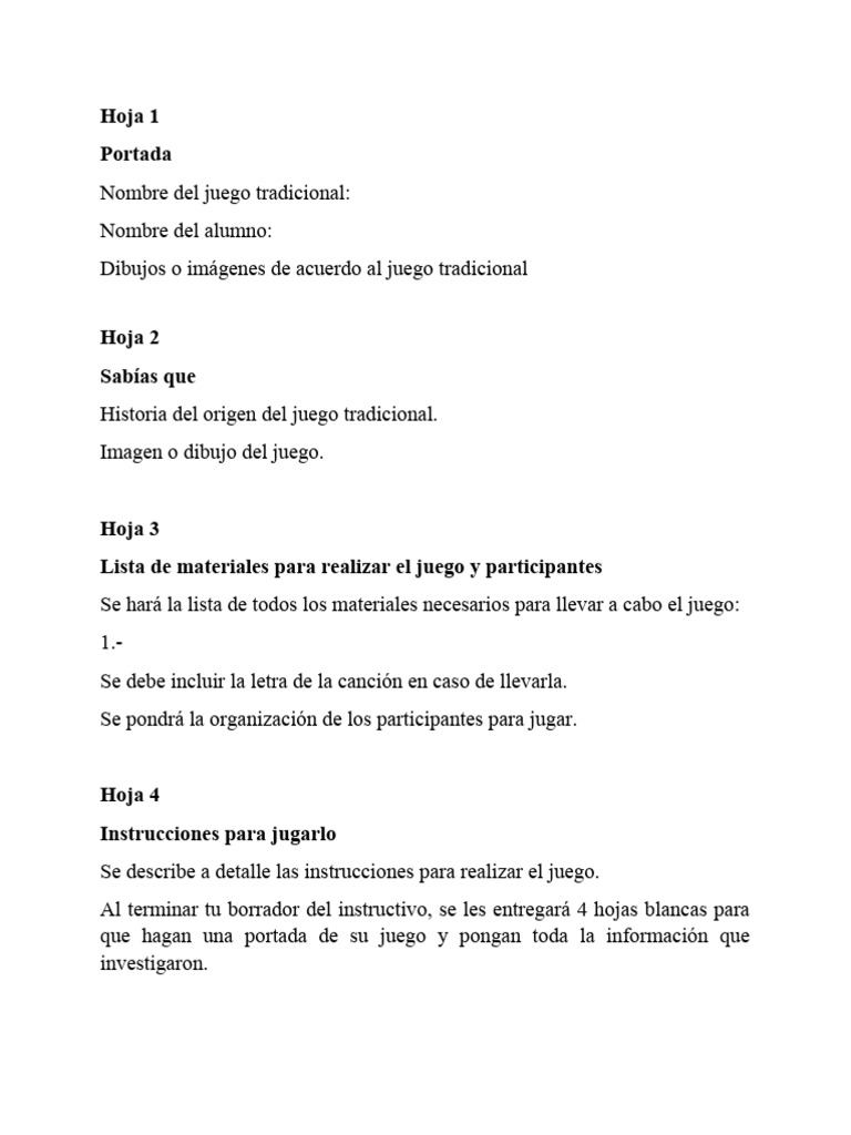Instructivo de Juego Tradicional | PDF